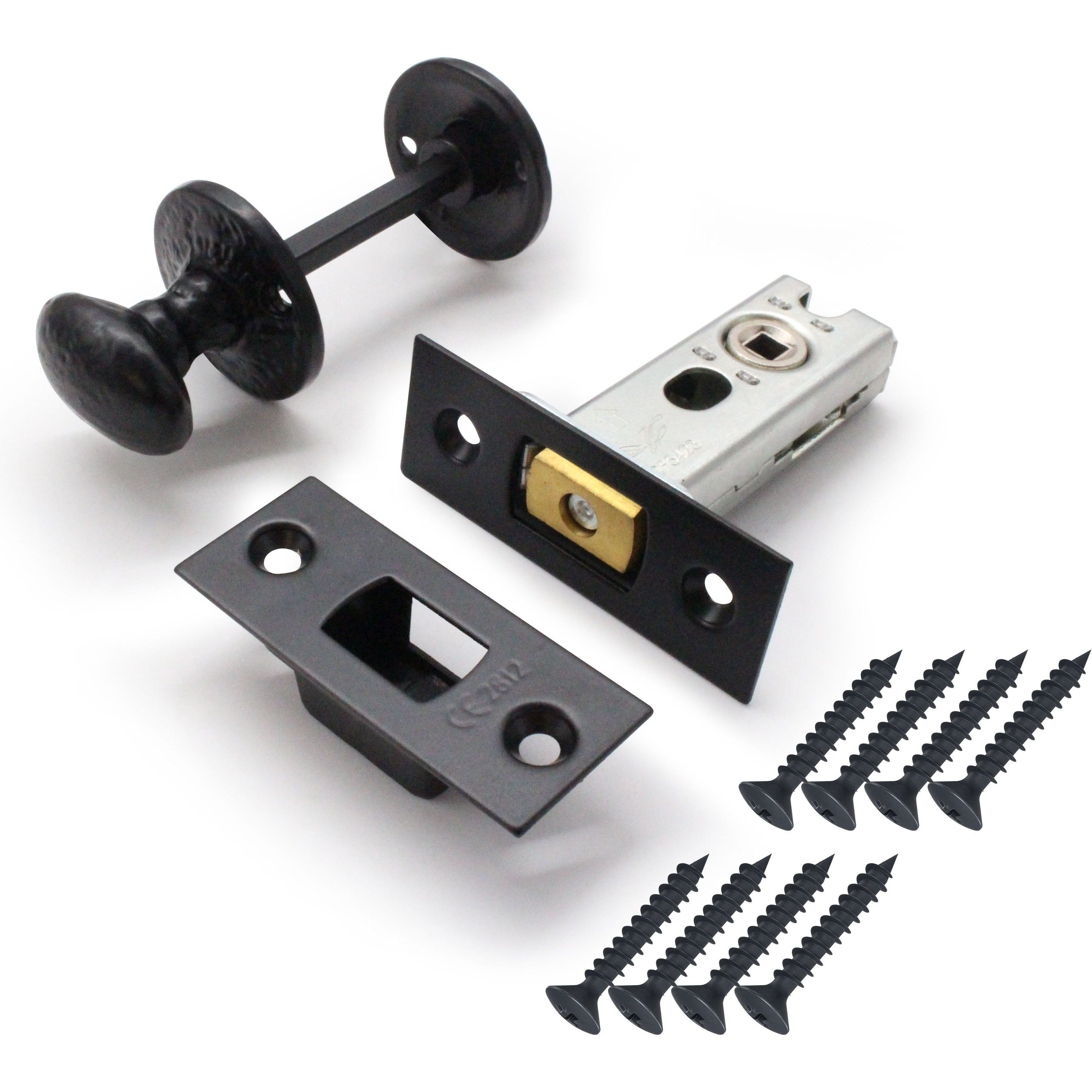 Bathroom Tubular Deadbolt Set - 102mm Case 82mm Backset - Antique Black ...