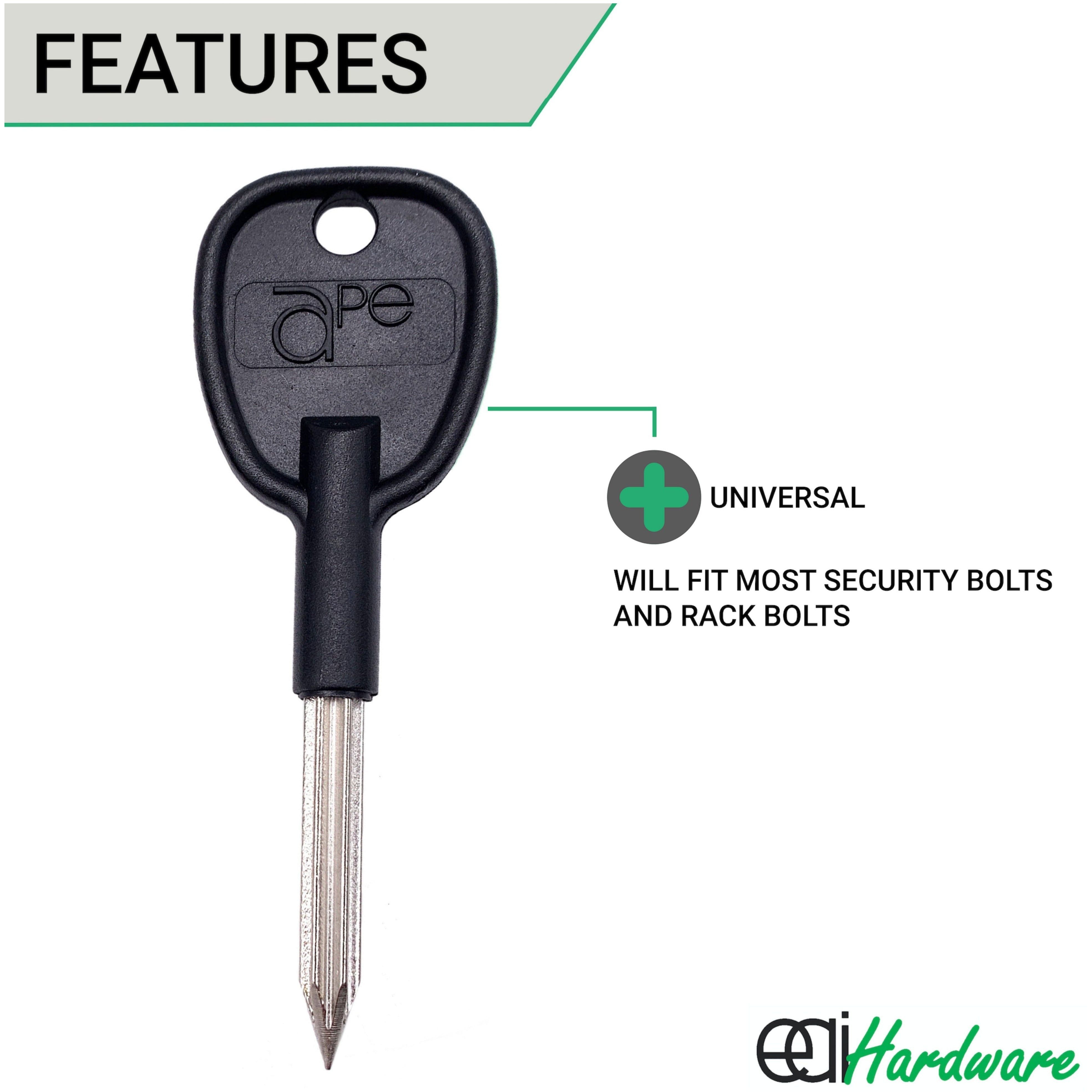 Extended Rack Bolt Keys Pack of 1 - 35mm - Black - Pack Of 1 - tradefit