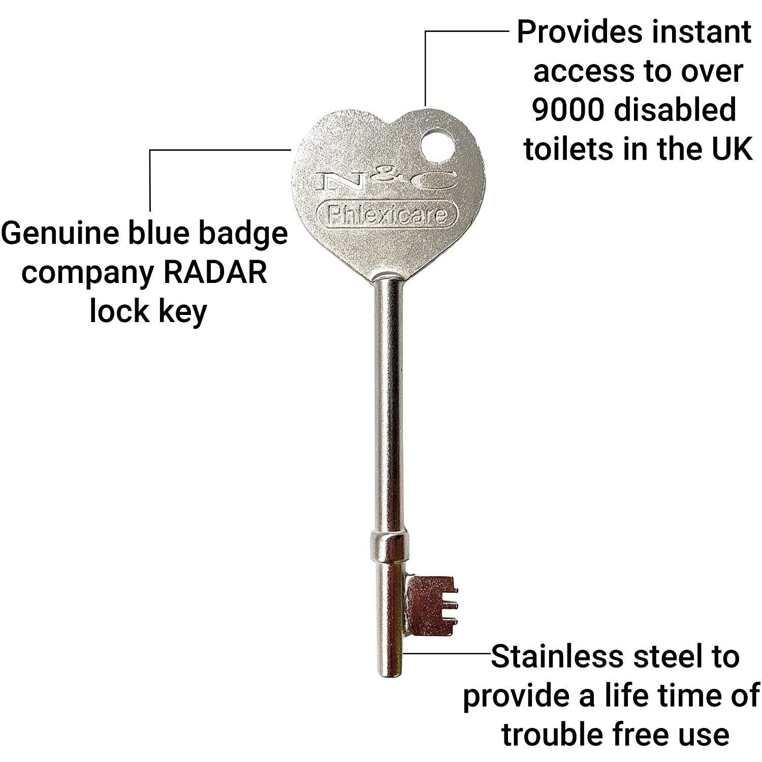 Radar Key Standard Grip - Phlexicare Genuine Radar - Zinc Plated - tradefit