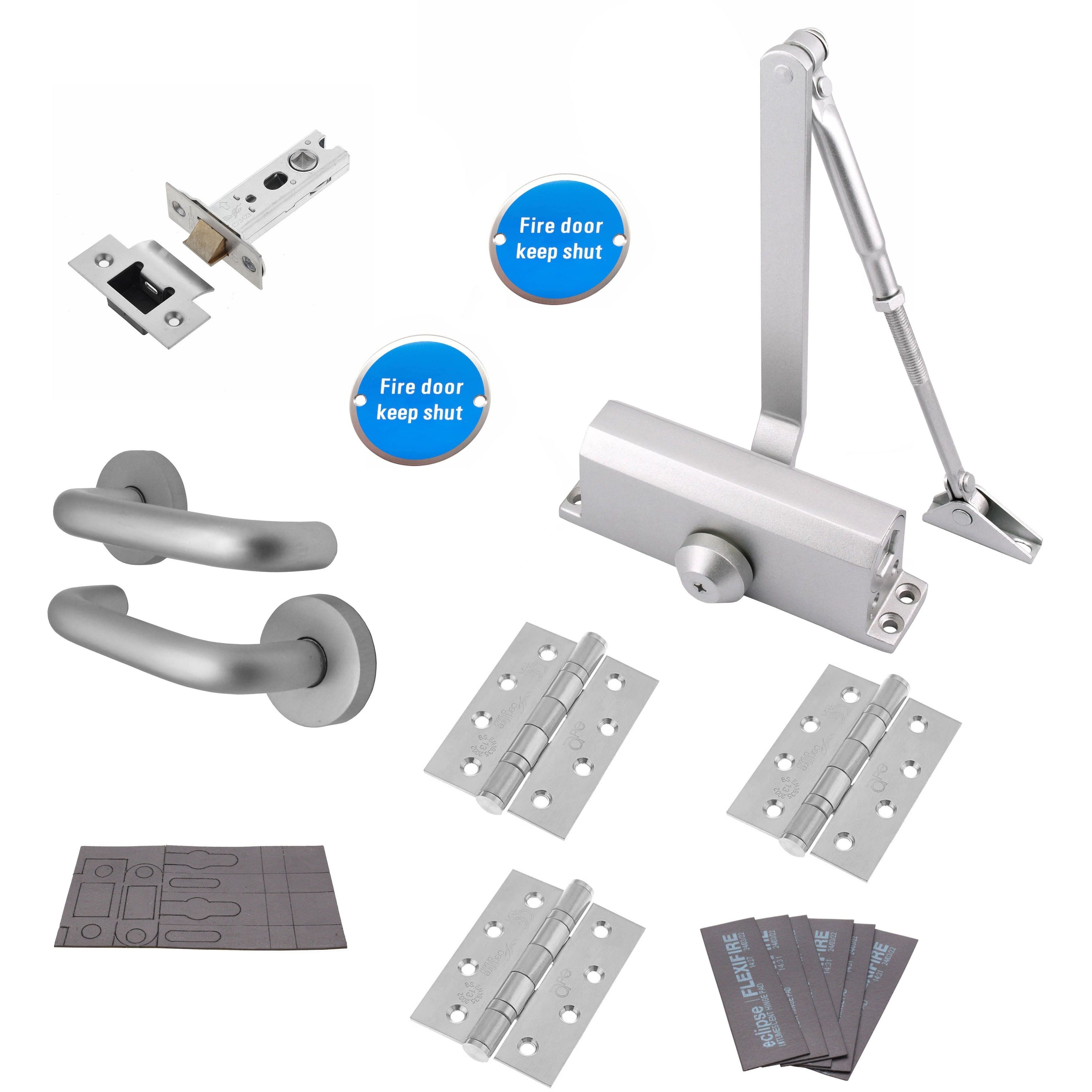 Economy Fire Door Kit - Office Non Locking Door - Satin Aluminium ...