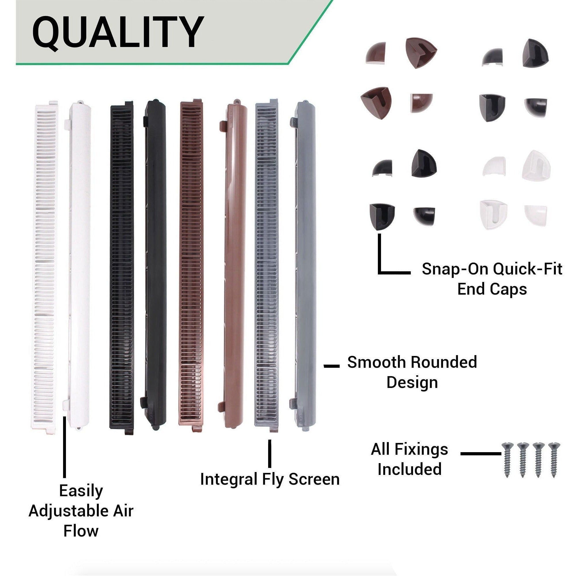 Trickle Window Slot Vent Set Inside & Out - 415mm - 4191mm²EA - Black ...