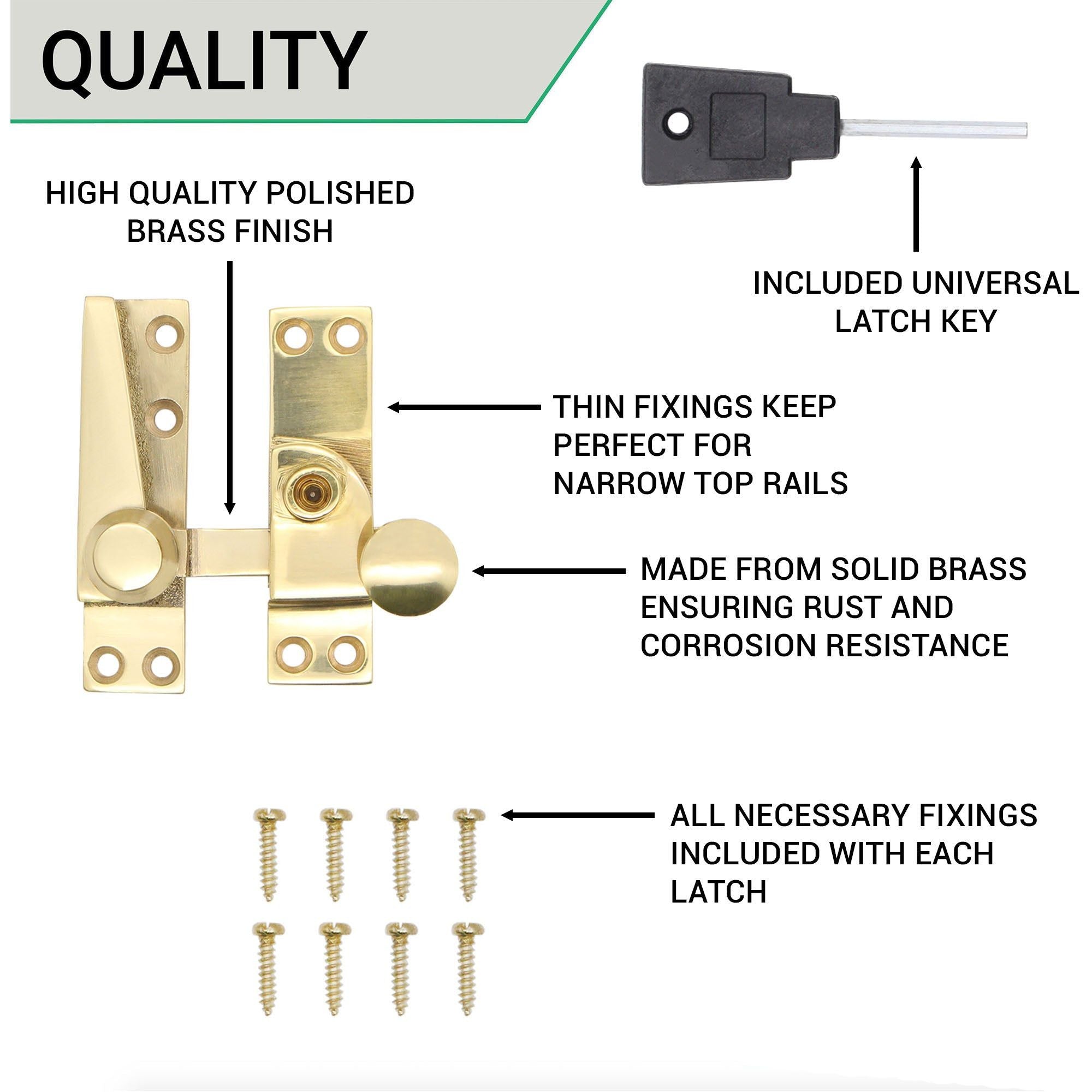 Lockable Sash Window Fastener - Polished Brass - tradefit