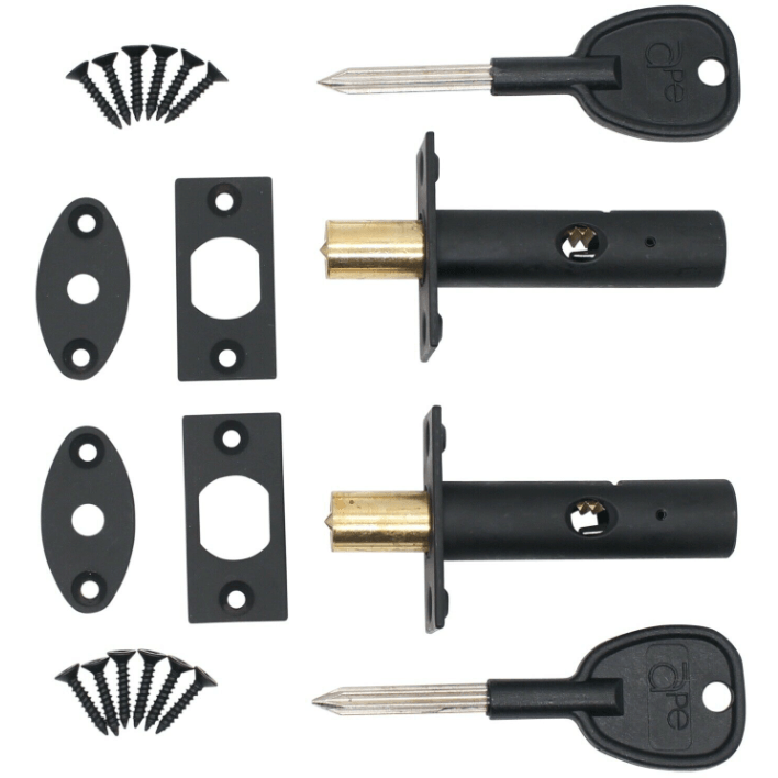 Concealed Door Security Rack Bolts Pack of 2 + 2 Keys - 61mm - Black ...