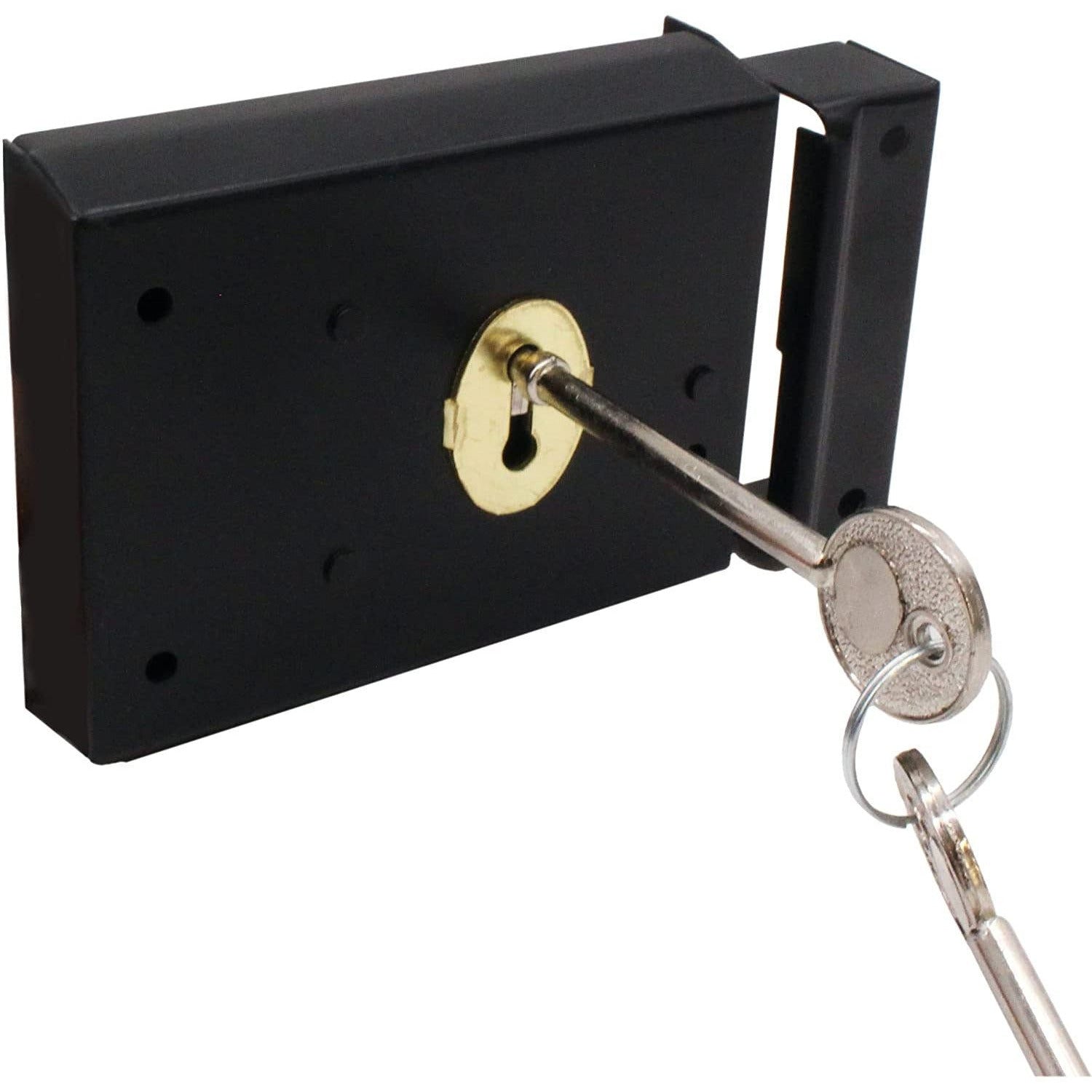 Rim Deadlock Surface Mounted Lock - 106 x 83mm - Black - tradefit