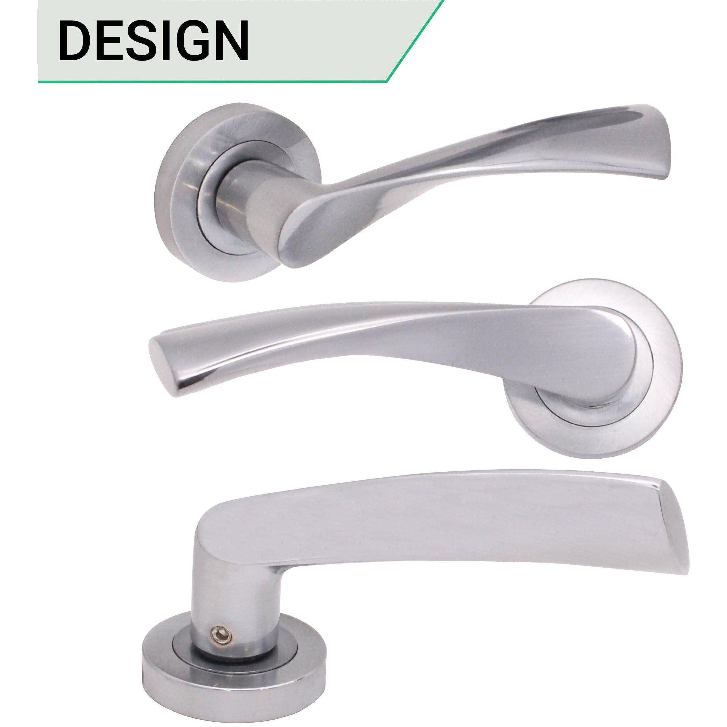 Nola Lever on Rose Handles Bathroom Kit / Pack - 66mm Bathroom Lock ...