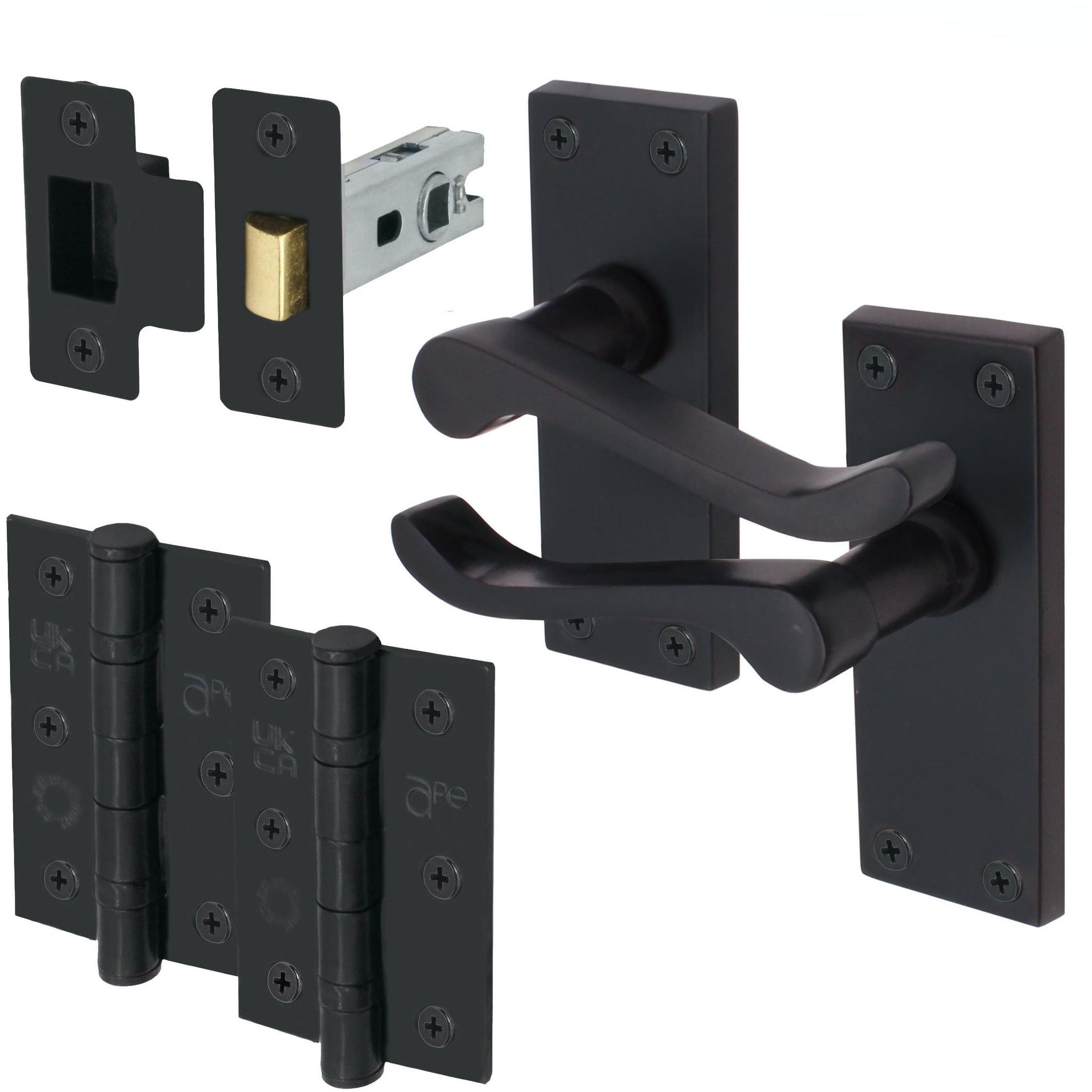 Victoria Scroll Lever on Backplate Latch Kit / Pack - 66mm Latch & 76mm ...