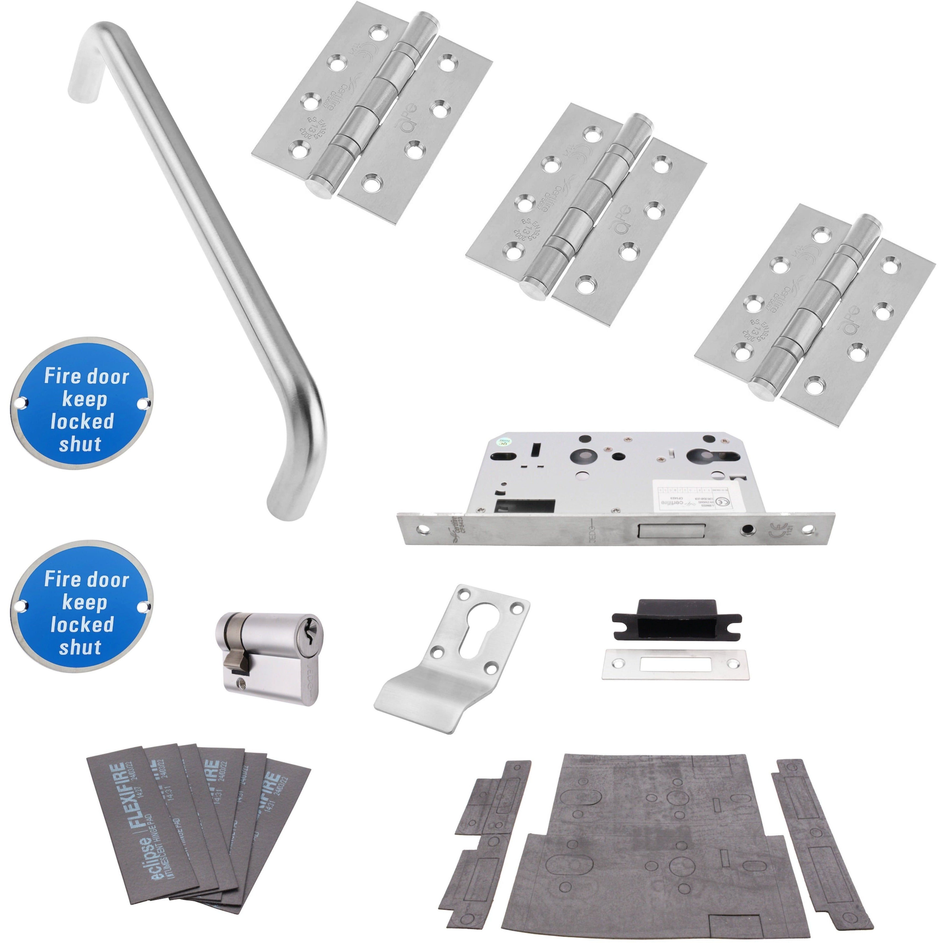 Fire Door Kit - Service Riser Cupboard Locking Door - Satin Stainless ...