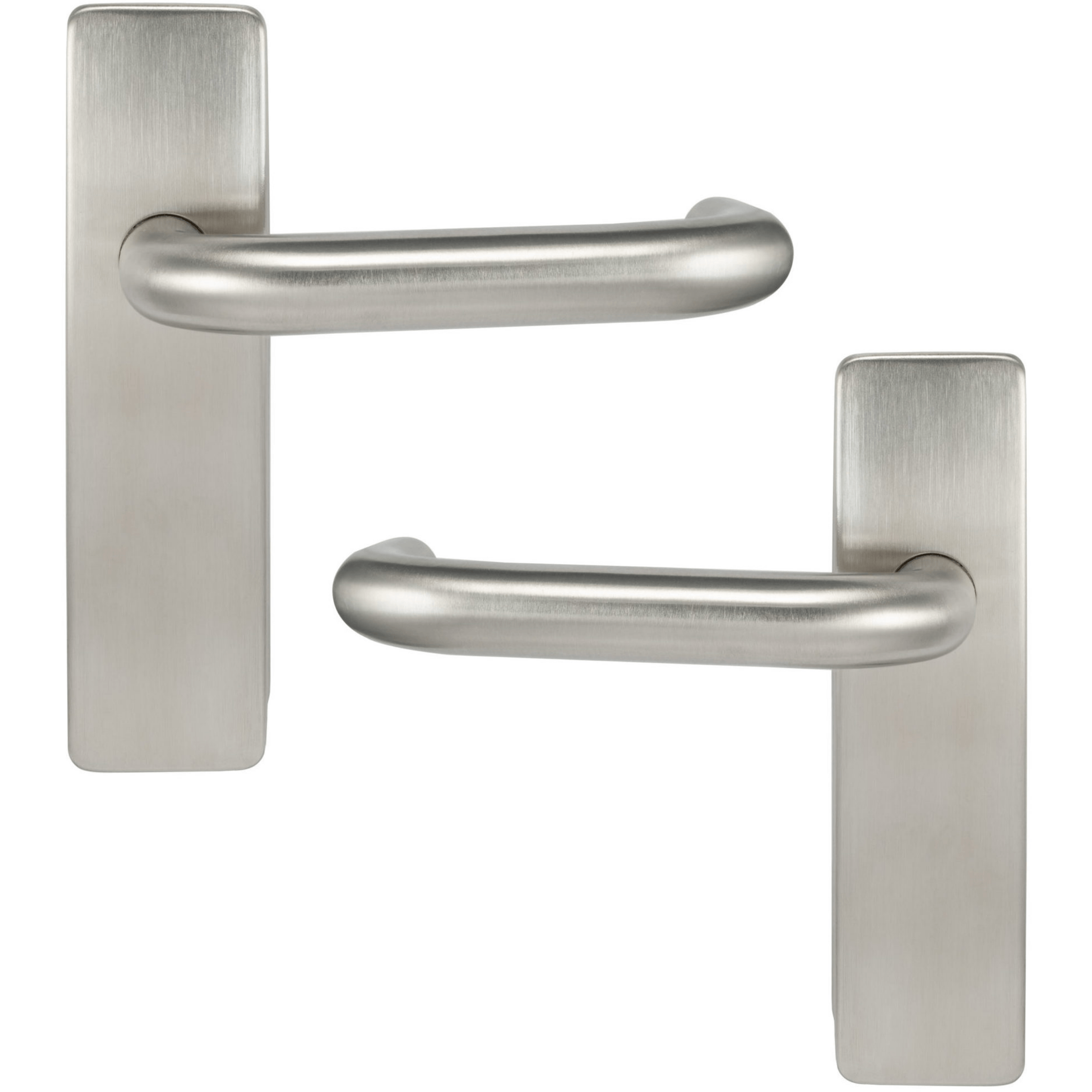 Round Bar Safety Return To Door Lever Latch Set - 175x44mm - Satin ...
