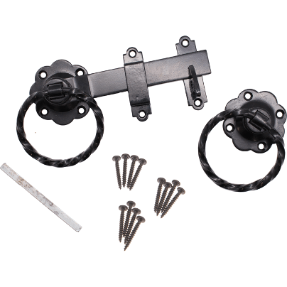 Twisted Ring Gate Latch - 6" - Black - tradefit